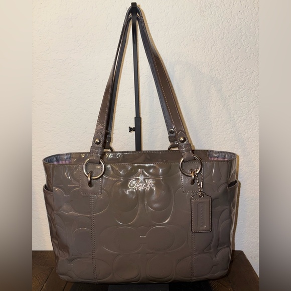 Coach | Bags | Coach Grey Patent Leather Tote | Poshmark